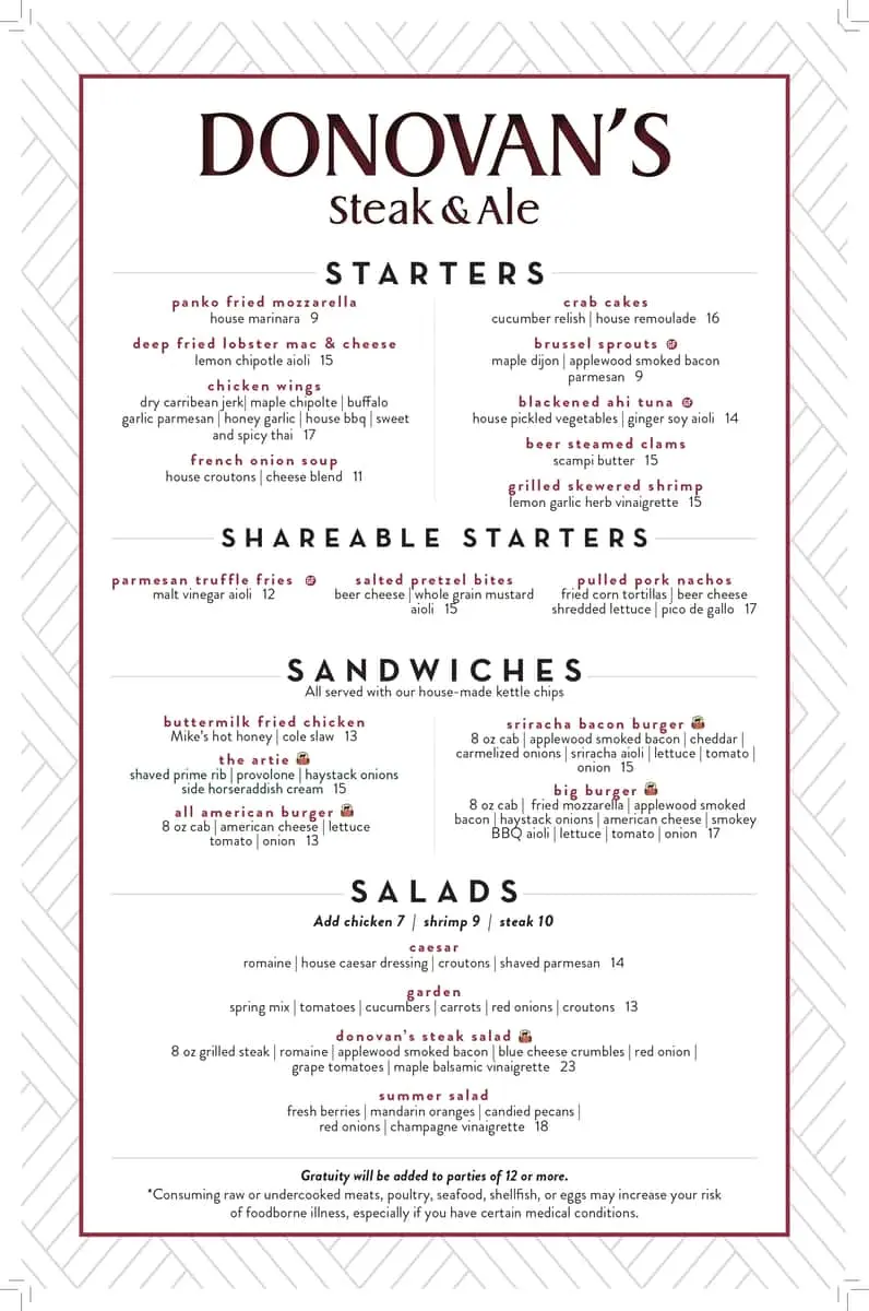 donovan's restaurant menu: A Deep Dive into American Steakhouse ...